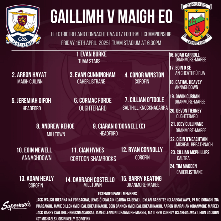 Team News: Galway v Mayo, Connacht U17 Football R5 – Galway GAA